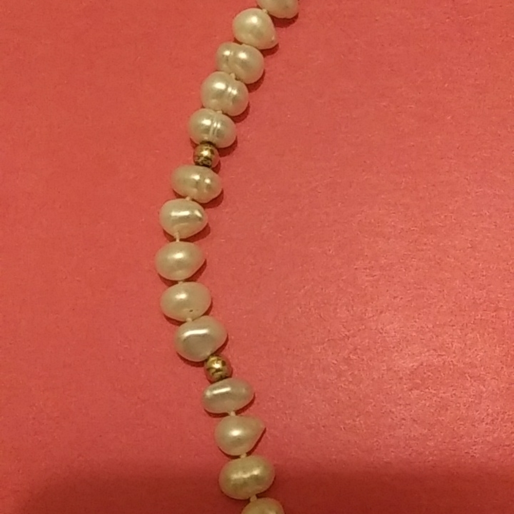 14k Gold Baroque Real Pearls And Gold Balls Necklace - Gem